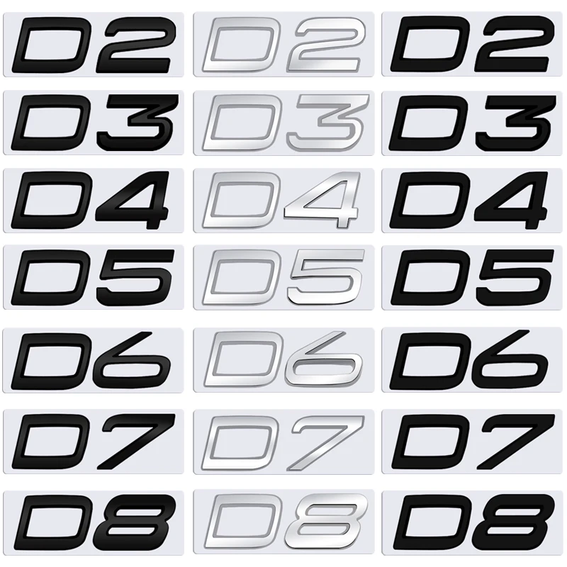 D2 D3 D4 D5 D6 D7 D8 Metal Badge Stickers Car Rear Trunk Body Emblem ...