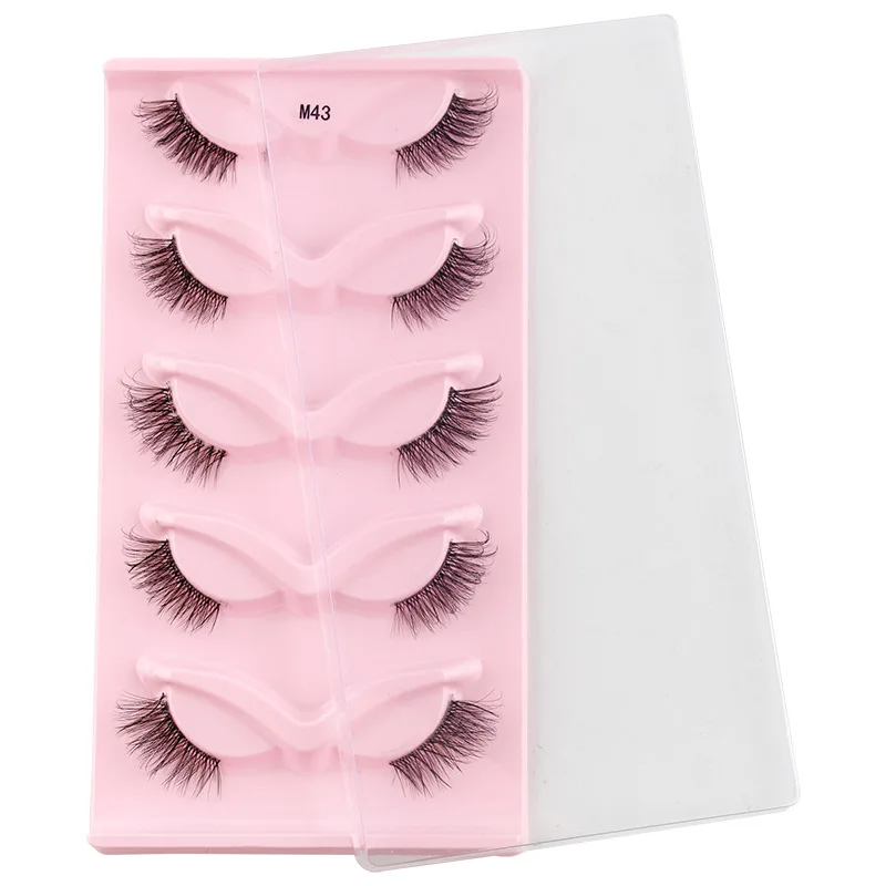 dramatic-mink-Volume-Half-eye-lashes-Semi-Hand-Made-Plastic-Cotton ...