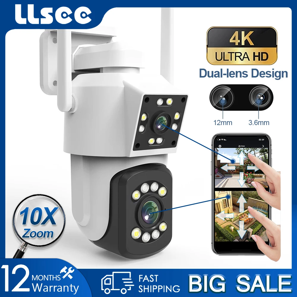 LLSEE-CCTV-WiFi-Outdoor-Camera-8MP-4K-10X-IP-Security-Monitoring-Camera ...
