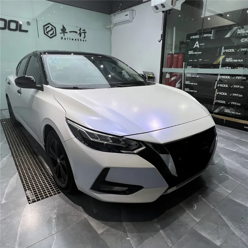Premium matte pearl white blue vinyl wrap matte white blue wrap film ...