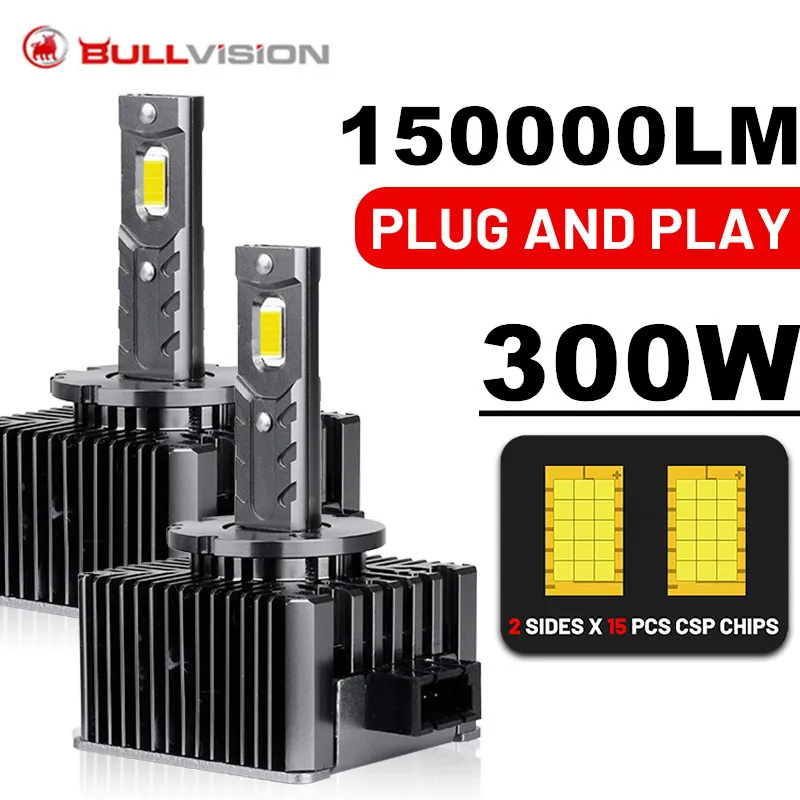 Bullvision D1S LED Headlights HID D3S D2S D4S D5S D8S 150000LM 300W D1R D2R D3R D4R Two-sided ...