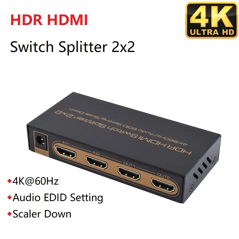 4K60Hz HDMI Switch 2x1 Splitter 1x2 V2.0 2x2 Matrix Selector HDCP2.2 ...