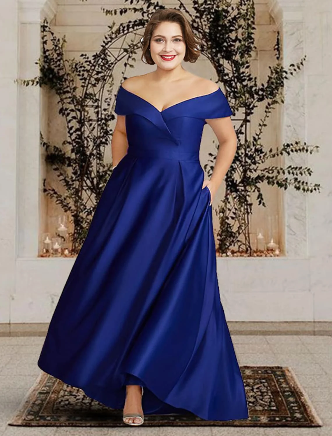 Royal Blue Dress With Sleeves Plus Size