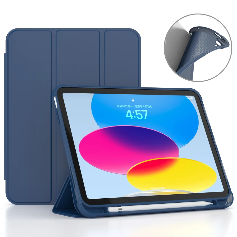 For-iPad-10-10th-Generation-Case-with-Pencil-Holder-Silicone-Back-Cover ...