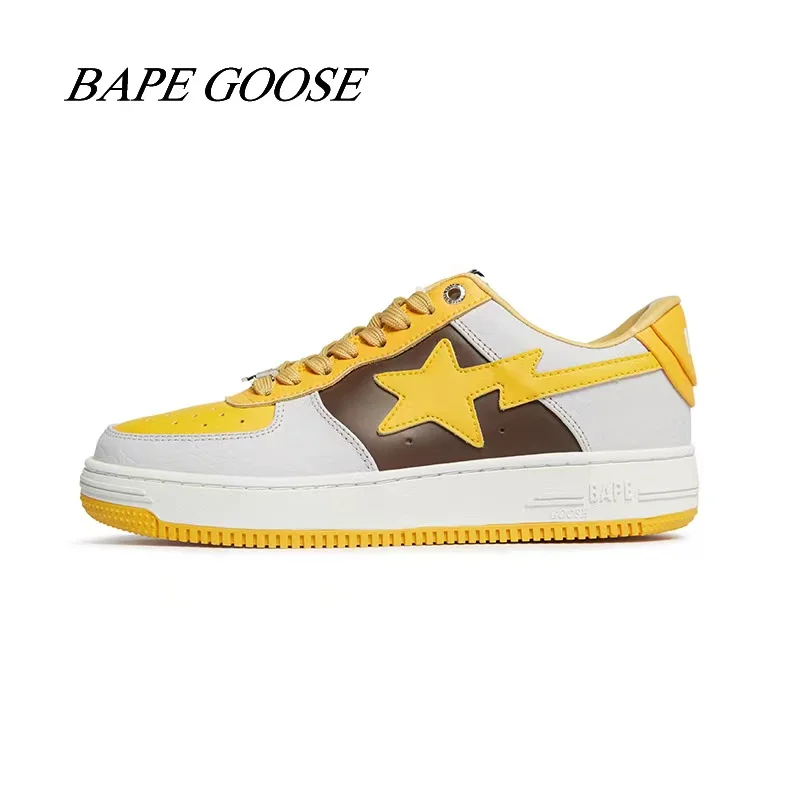 BAPEGOOSE camouflage couple pink blue low top sneakers men and women ...
