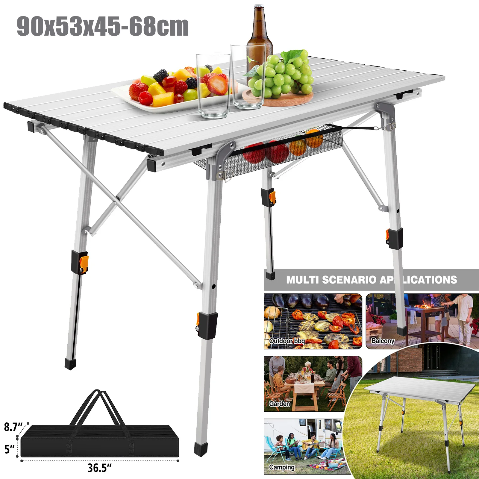 Camping Tables Rollup Picnic Table with Height Adjustable Legs ...
