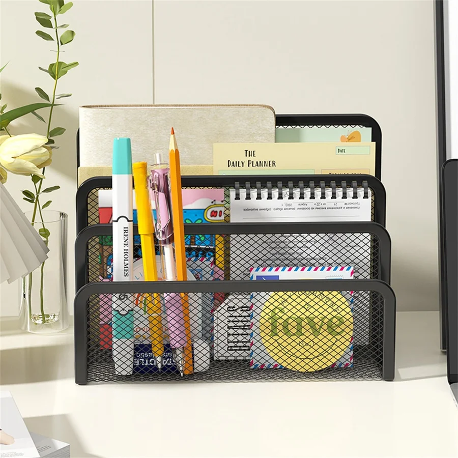 3-Layer Black Metal Mesh Desk Organizer – Crafting Corner
