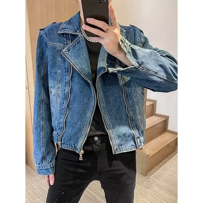 Fashionable-High-end-Denim-Jacket-For-Men-Cropped-Sensible-Zippered ...