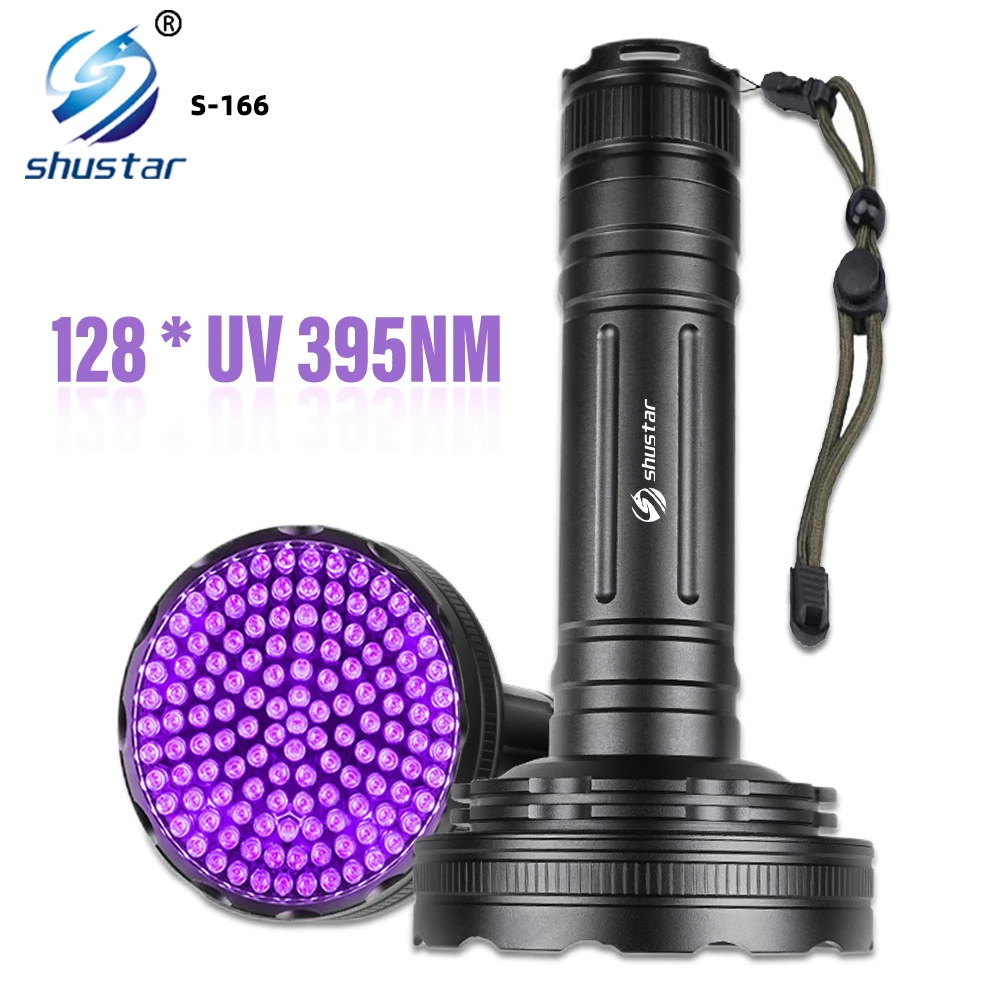 Uv lanterna com 128 leds 395nm ultra violeta tocha luz lâmpada ...