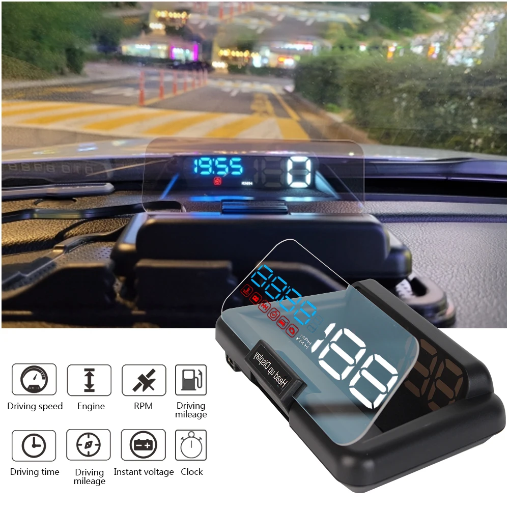 OBD2 Speedometer Water Temp RPM Voltage Alarm C500 Mirror HUD ...