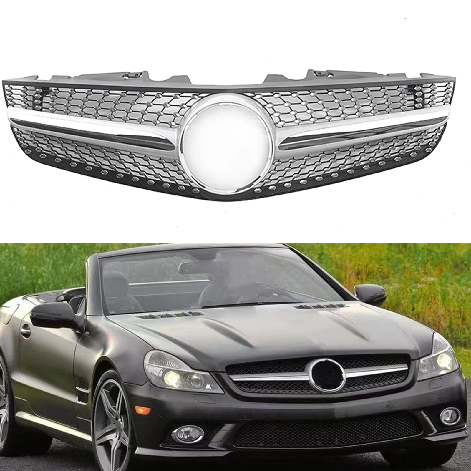 Car-Front-Grille-Mesh-Upper-Bumper-Hood-Grill-For-Mercedes-Benz-R230-SL ...