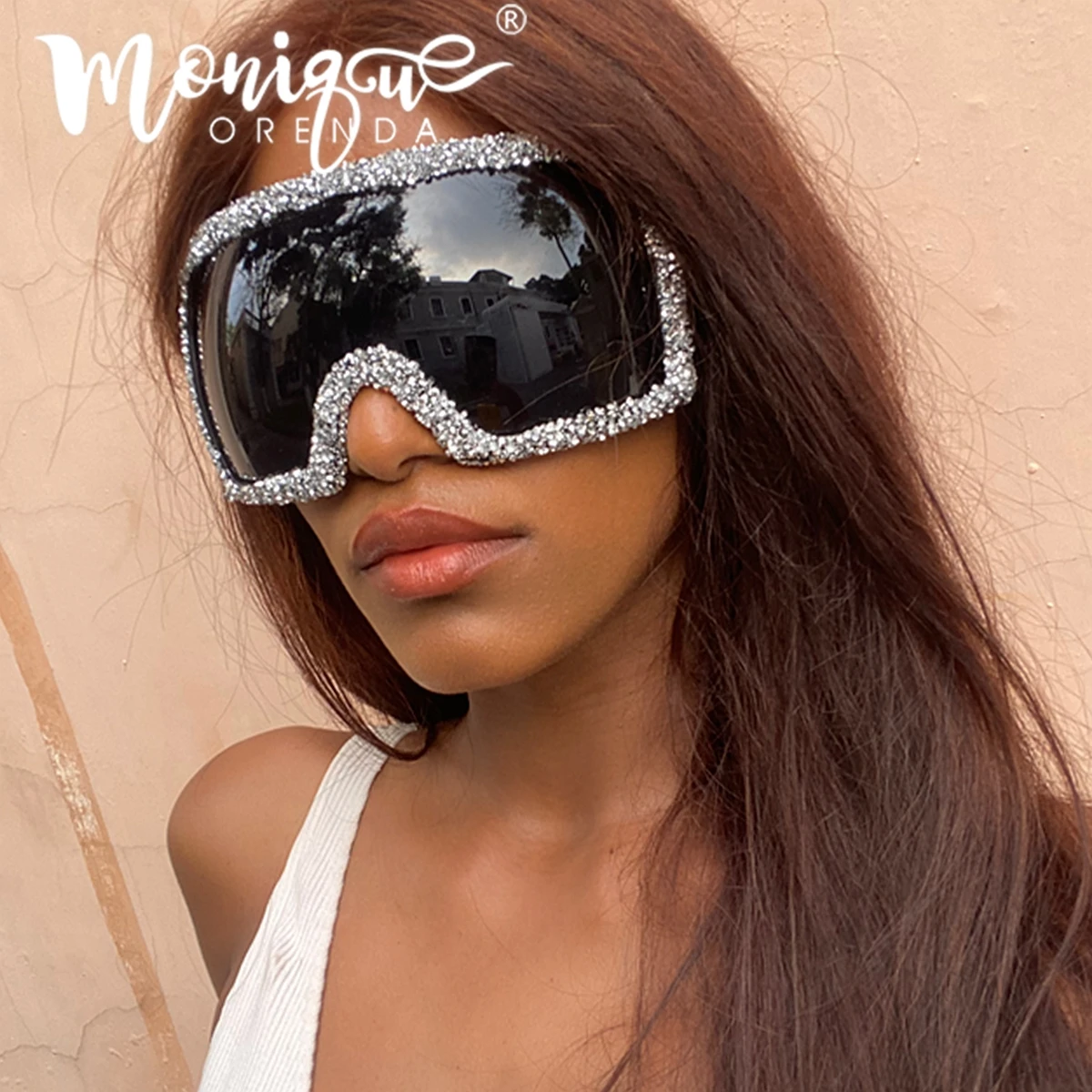Full Rhinestone Oversized Goggle Sunglasses Women Men Luxury Brand ...