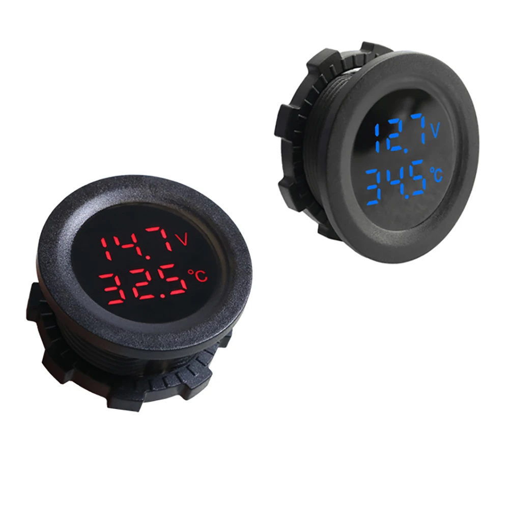 12-24v Car Round Temperature Voltmeter Auto Voltage Test Display ...
