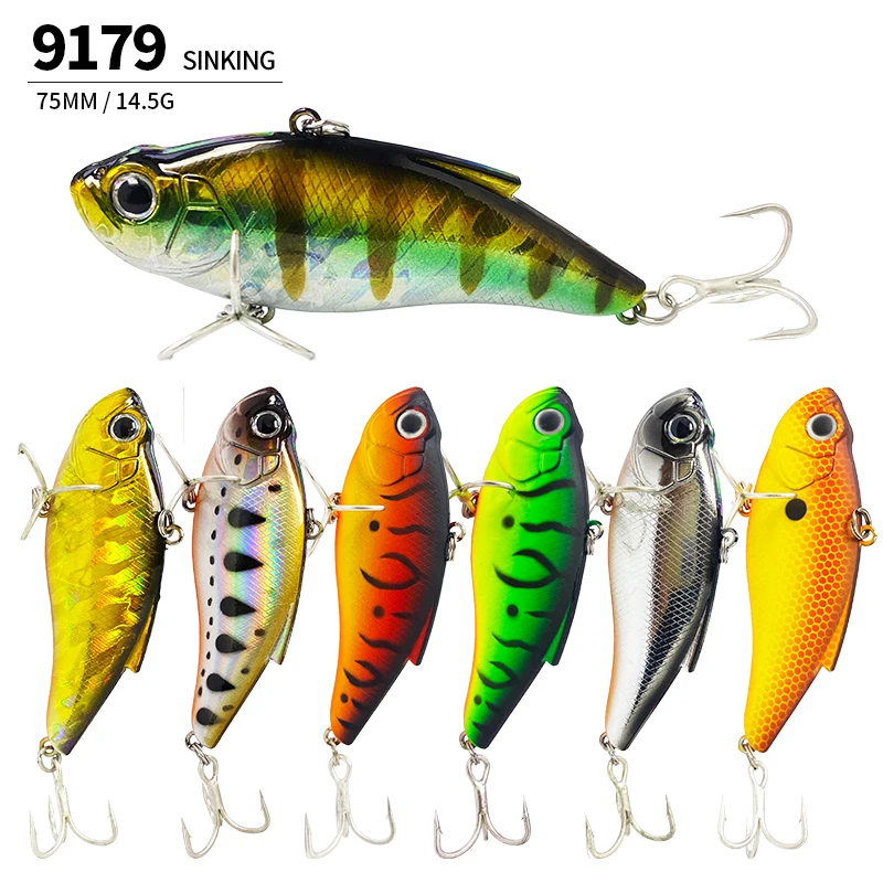 75mm 14g VIB Vibration Fishing Lures Lipless Crankbaits Ratlin Sinking Wobblers for Saltwater ...