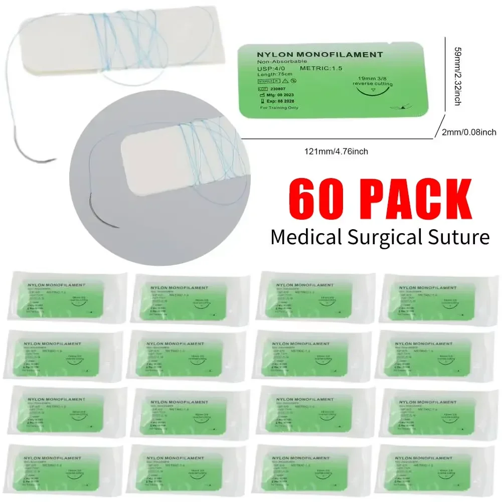 60-1 Pack 4/0 Non-injured Medical Monofilament Thread Nylon Silk ...
