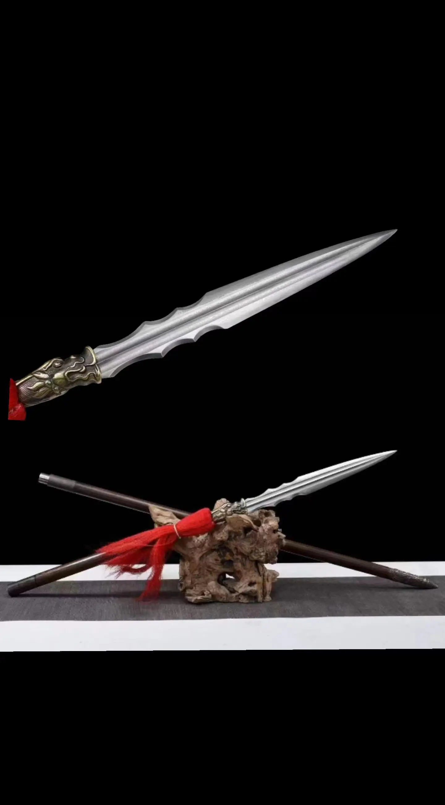 Bright-Silver-Spear-Real-Handheld-Multi-Refined-Pattern-Steel-Blade ...