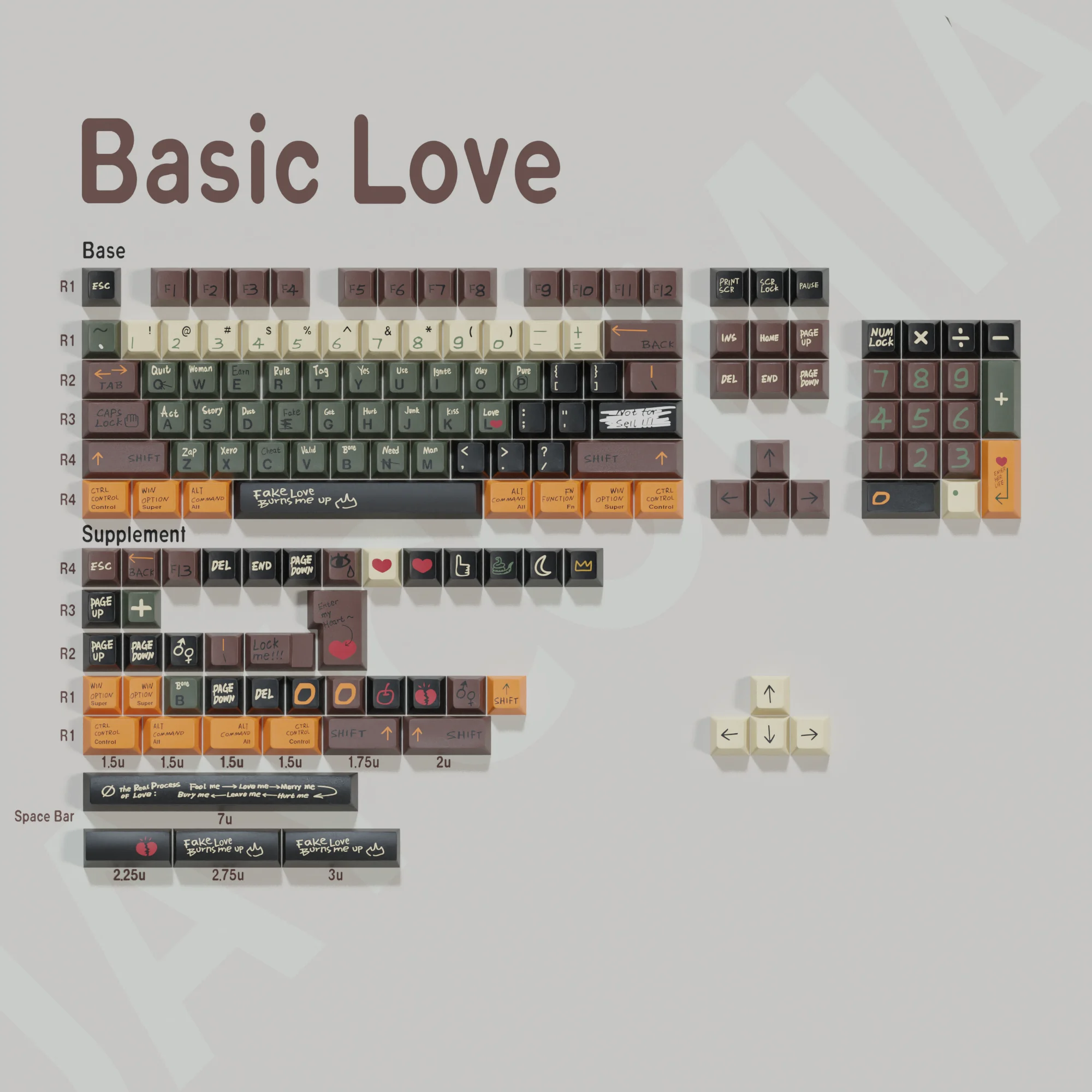 Basic-Love-Cherry-Keycaps-PBT-Material-151-Big-Set-Dye-Subbed-Key-Caps ...