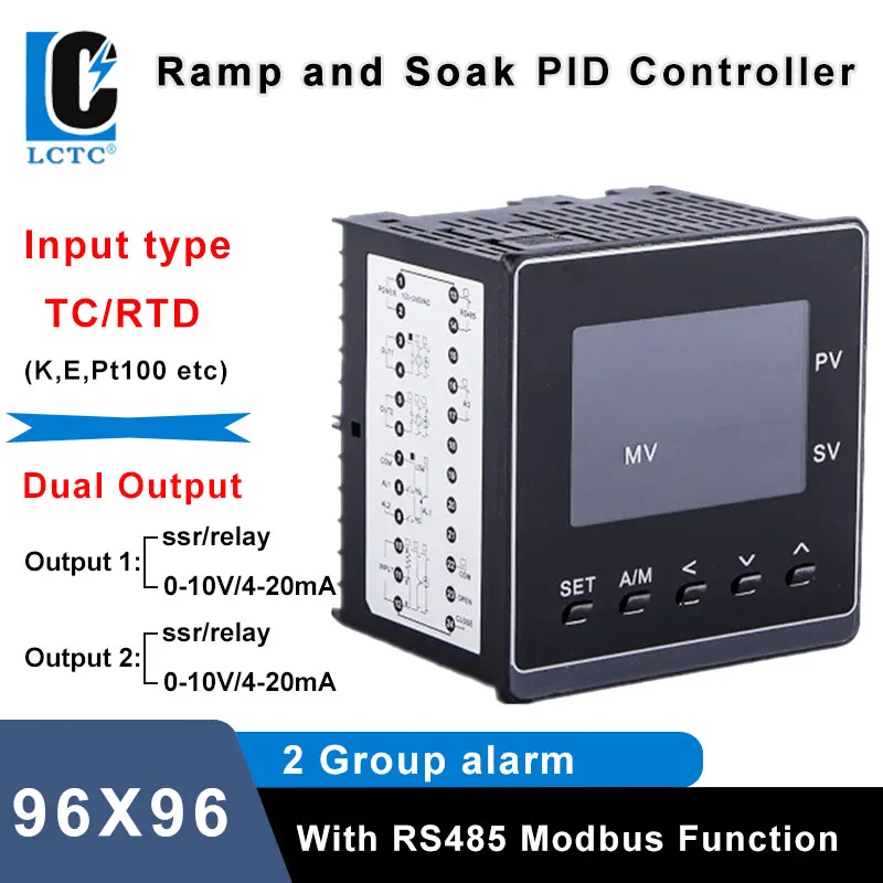 Dual-Output-TC-RTD-Input-With-2Alarms-96x96-Pid-Temperature-Controller-Ramp-and-Soak-Temperature ...