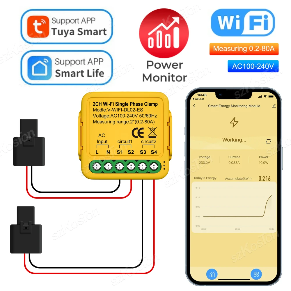 Tuya-WiFi-Energy-Meter-with-Current-Transformer-Sensor-Clamp-80A-Smart ...