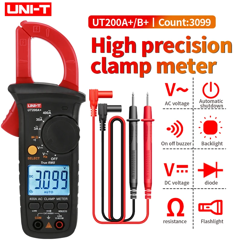 UNI-T-UT200A-UT200B-Digital-AC-DC-Voltage-Clamp-Multimeter-True-RMS-400 ...