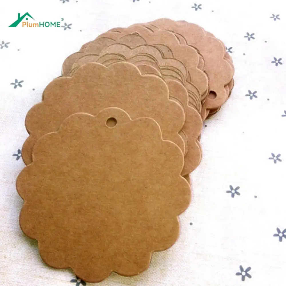 Drop Ship 100 PCS Round Paper Label Flower Handmade Tag Kraft Price ...