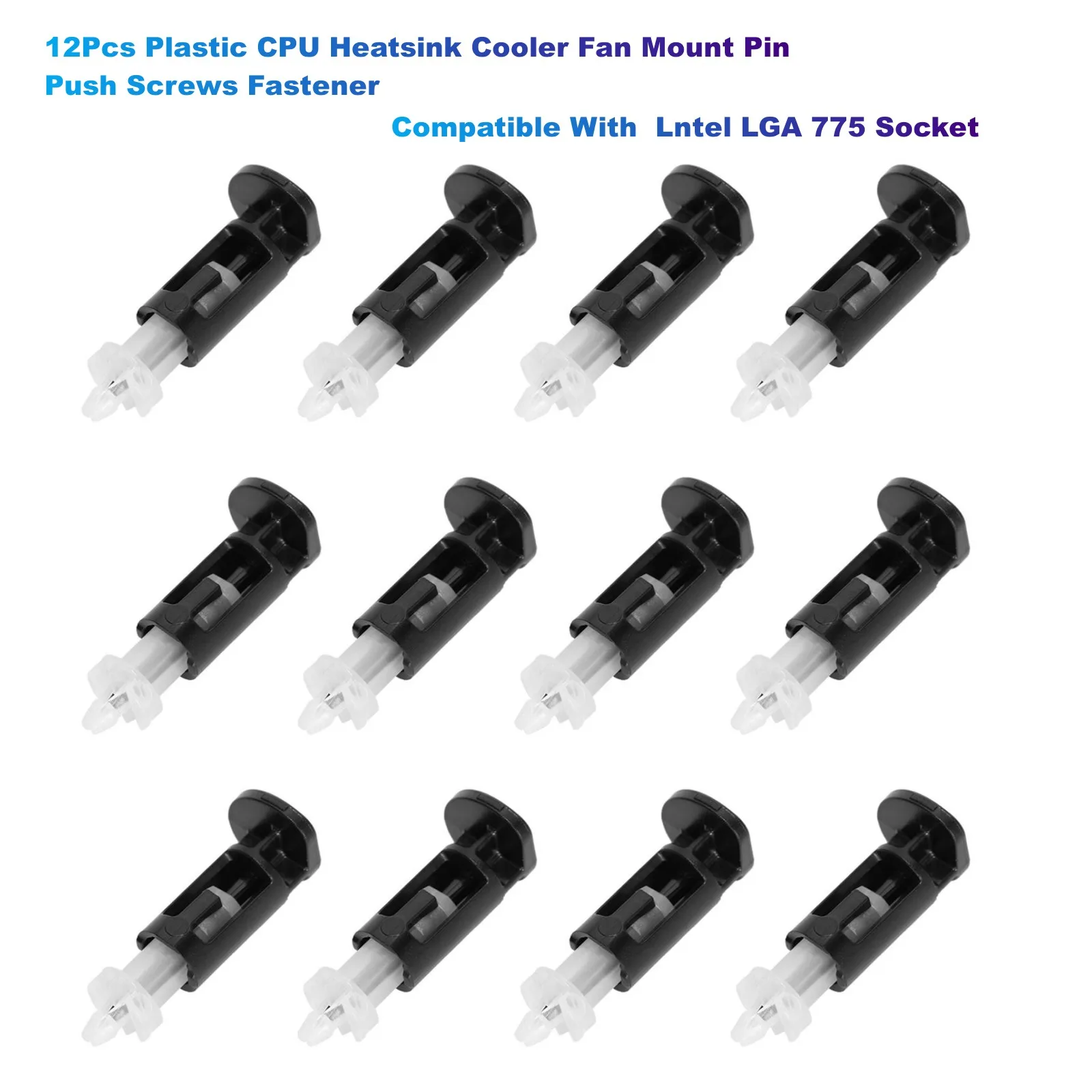 12Pcs-Plastic-CPU-Heatsink-Cooler-Fan-Mount-Pin-Push-Screws-Fastener ...