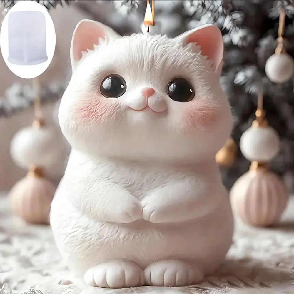 3D Cute Cat Silicone Mold DIY Aromatherapy Candle Plaster Ornaments ...