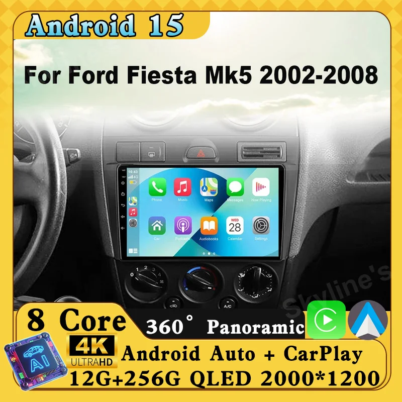 Radio para Auto Android 16 para Ford Fiesta Mk VI 5 Mk5 2002-2008 ...