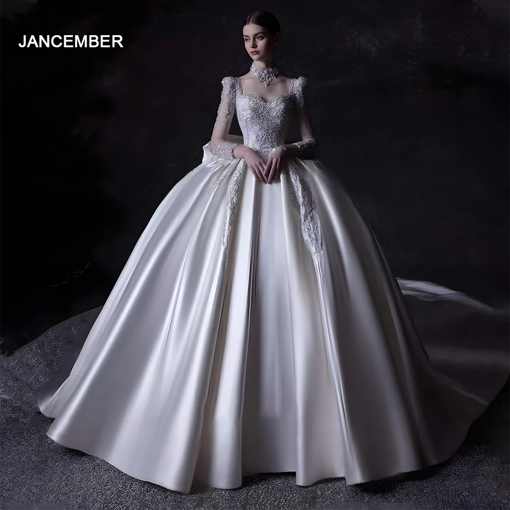 Jancember-Scoop-Full-Sleeves-Organza-and-Satin-Beading-Bow-Illusion ...