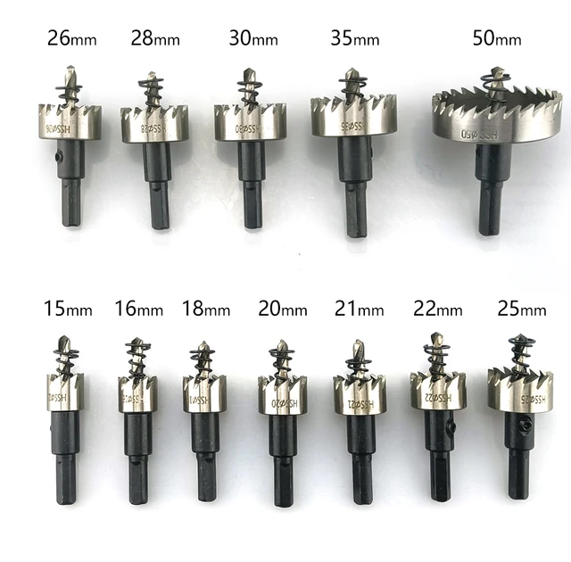 12Pcs 15-50mm HSS Hole Saw Set High Speed Steel Drill Bit Drilling ...