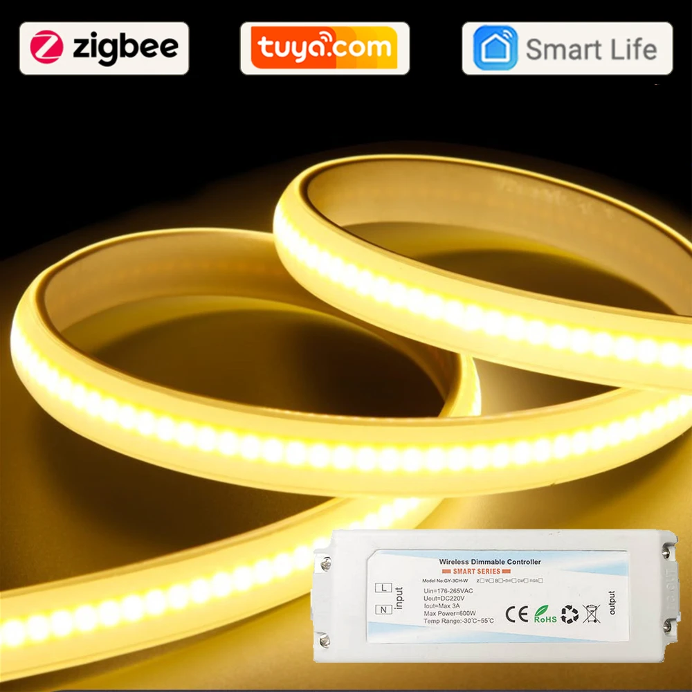 Super Bright 220v 230v Cob Led Strip Zigbee 3.0 Smart Controller ...