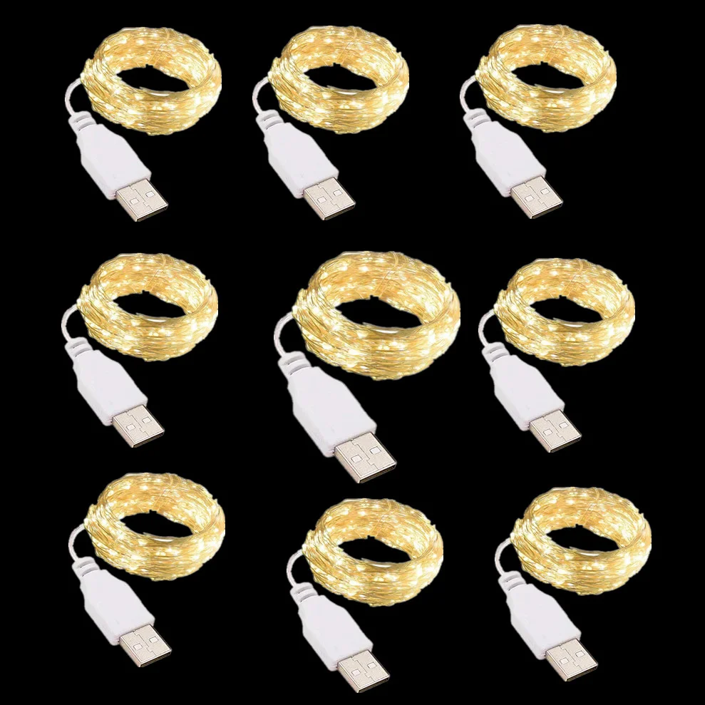 10-6Pcs-10M-20M-LED-String-Lights-USB-Copper-Wire-Garland-Fairy-Lights ...