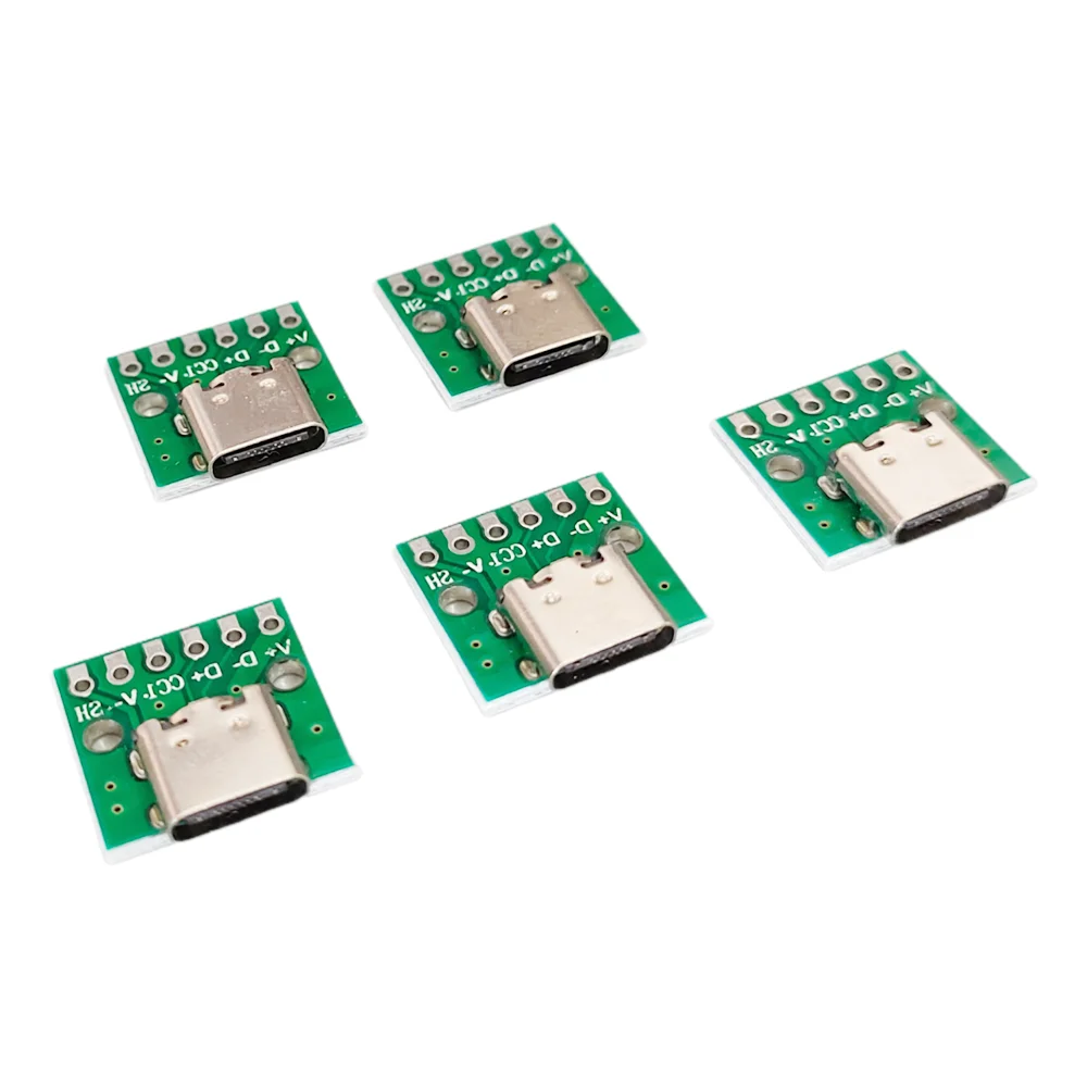 2/5/10pcs 6Solder Joint USB TYPE-C To DIP PCB Connector Needle Free ...