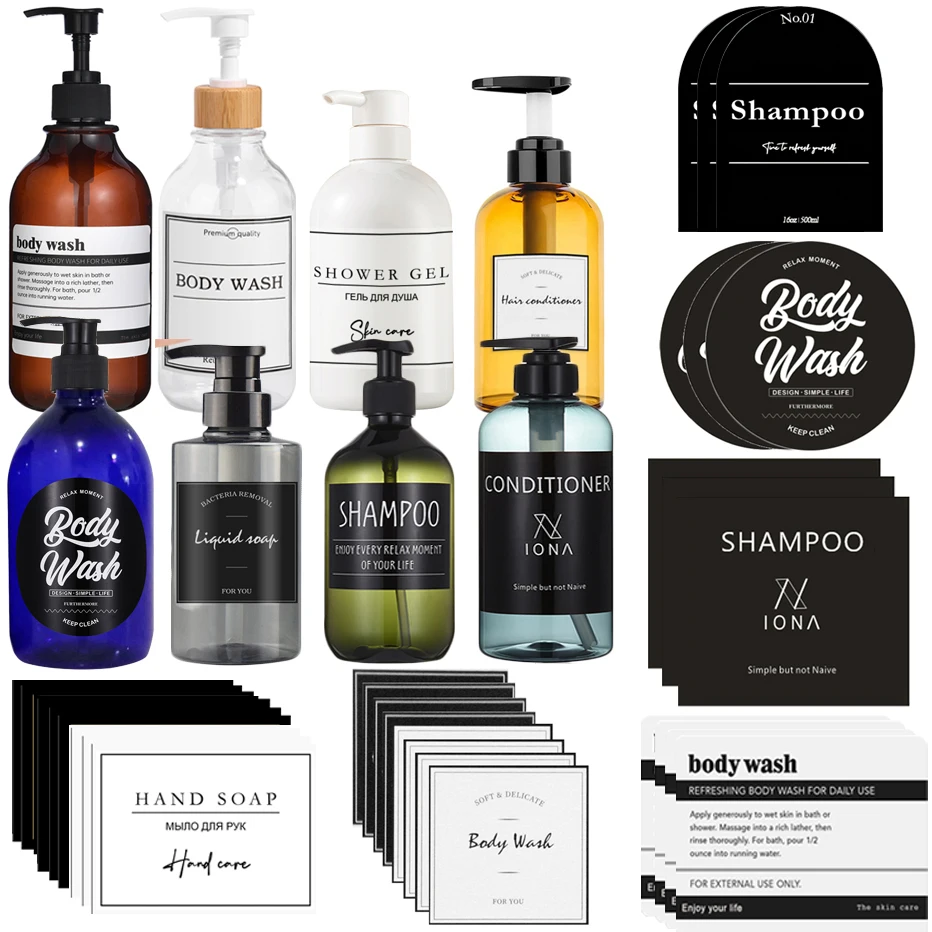 Waterproof-Dispenser-Bottle-Labels-Shampoo-Conditioner-Hand-Wash-Shower ...