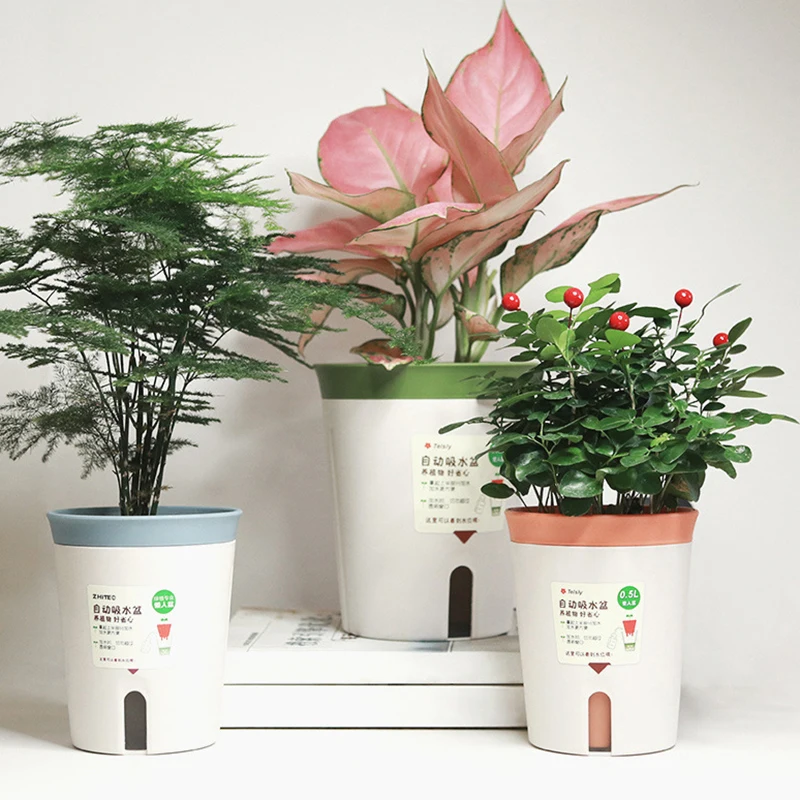 Double-Layer-Self-Watering-Hydroponics-Flower-Pot-Plastic-Lazy ...
