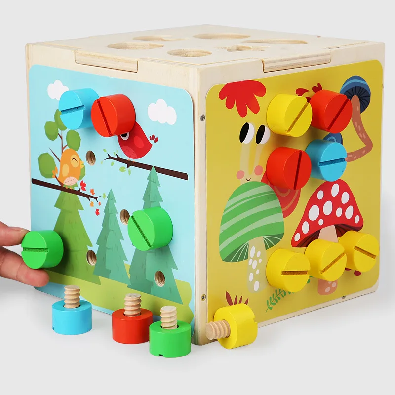 Children's Early Education Wooden Intelligence Box Screw Nut Shape ...