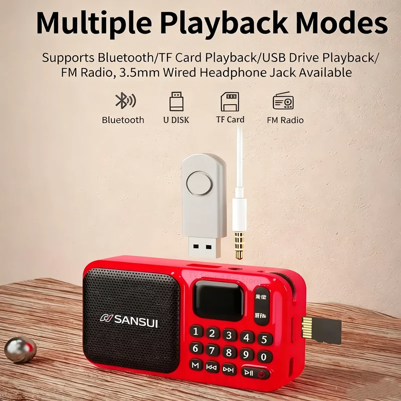 Digital FM USB TF MP3 Player Portable Radio Handheld Rechargeable Music ...