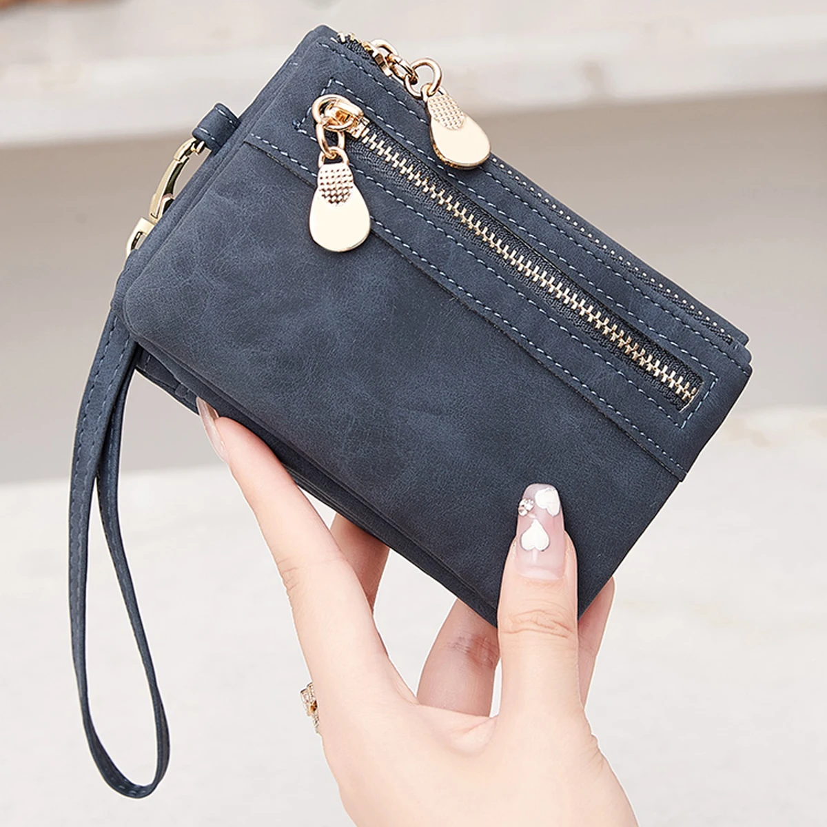 Cartera-peque-a-y-plegable-con-cremallera-doble-billetera-corta-con ...