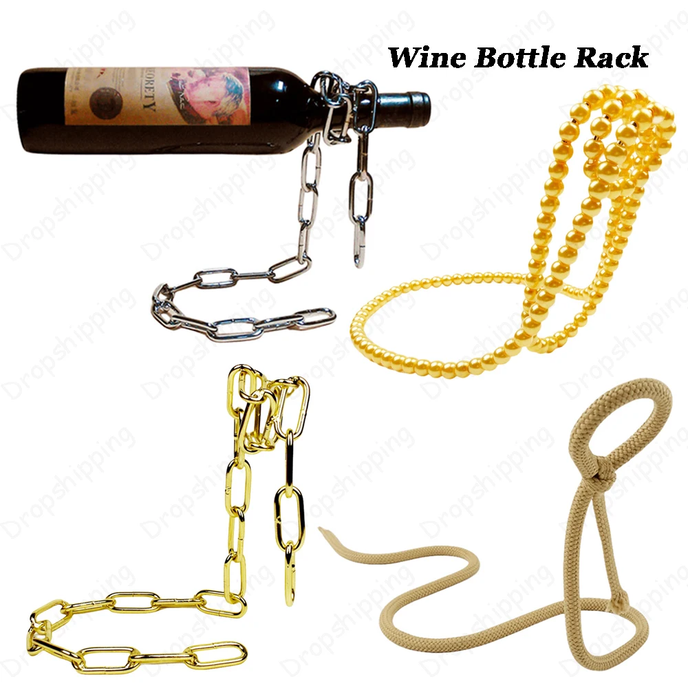 Creative-Wine-Rack-Pearl-Necklace-Rope-Iron-Chain-Luxury-Wine-Bottle ...
