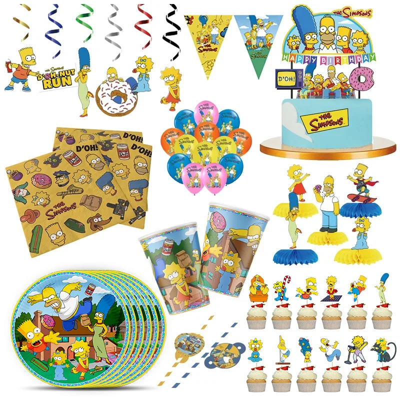 The-Simpsons-Birthday-Party-Decorations-Disposable-Tableware-Set-Paper ...