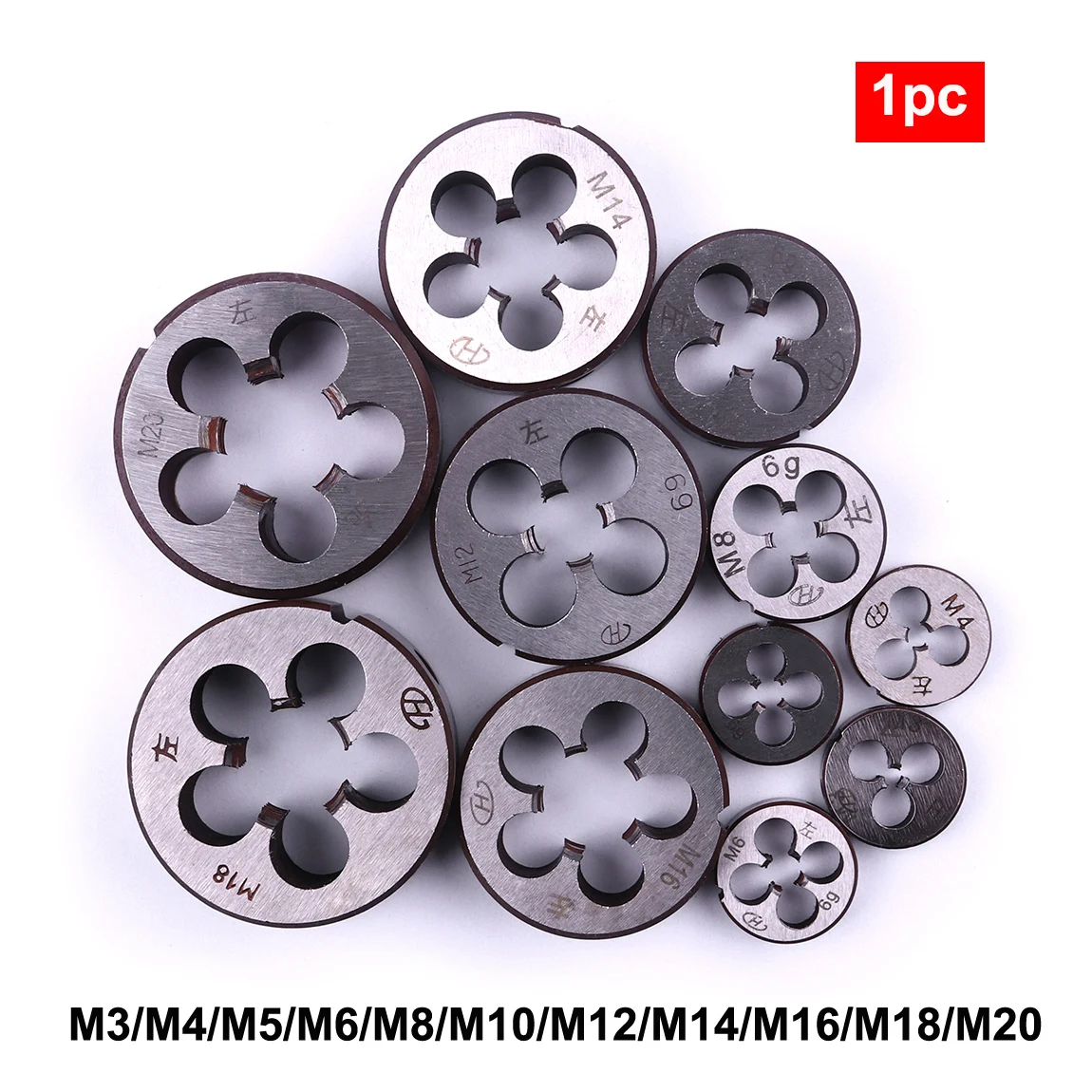 1pc Left Hand Screw Thread Die M3 M4 M5 M6 M8 M10 M12 M14 M16 M18 M20 ...