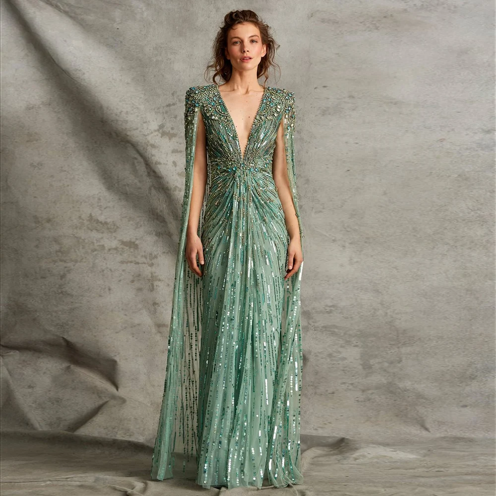 Sharon-Said-vestido-de-noche-verde-salvia-para-mujer-traje-de-lujo-con ...