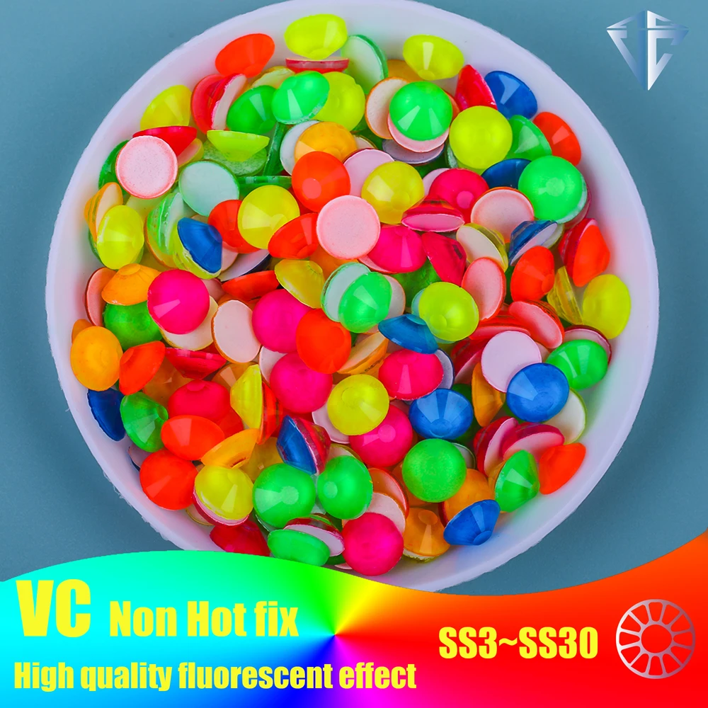 All Size Noctilucent Neon Rhinestones Flatback Glass Non Hot Fix ...