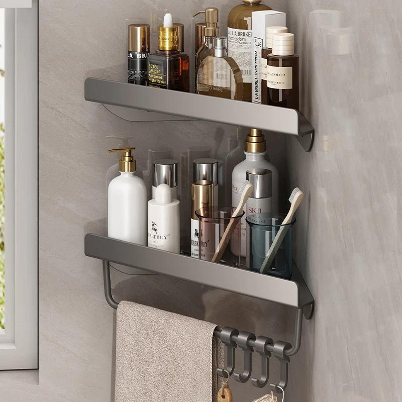 Bathroom-Shelves-Carbon-Steel-Shower-Triangular-Rack-Storage-Corner ...