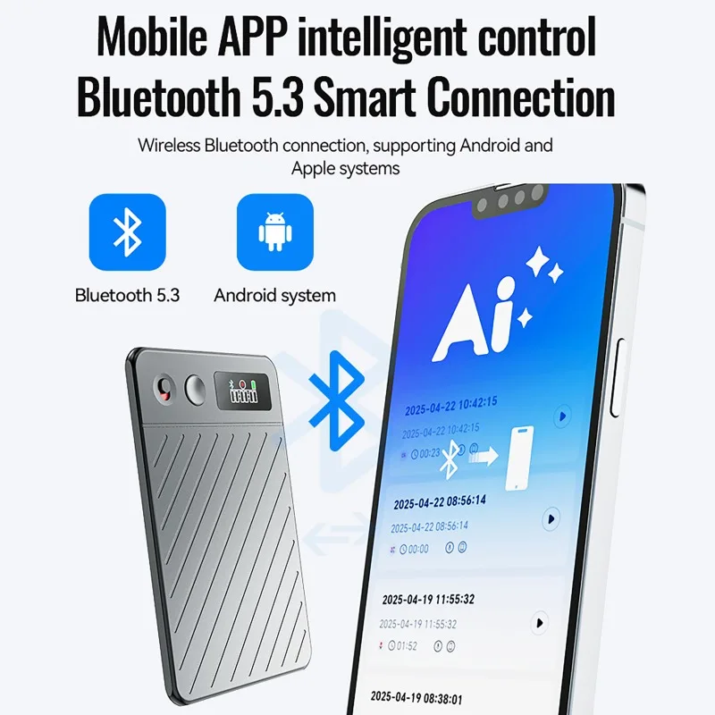 8-256GB AI Voice Recorder with Display Screen Real-Time Transcription ...