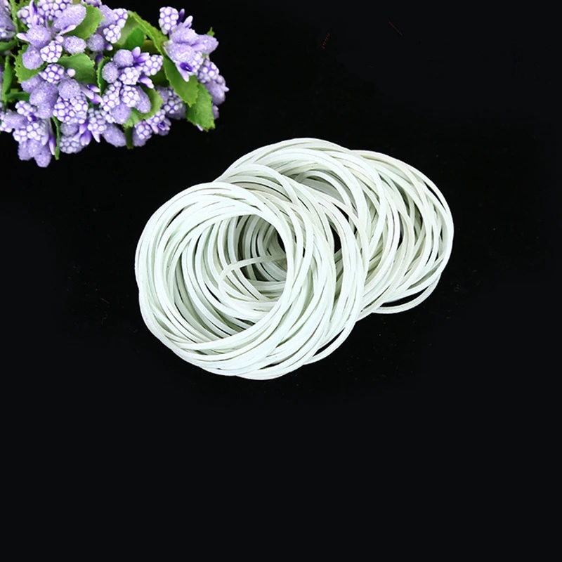 200Pcs/Bag White 50mm Rubber Band Rubber Elastic Bands Stationery ...