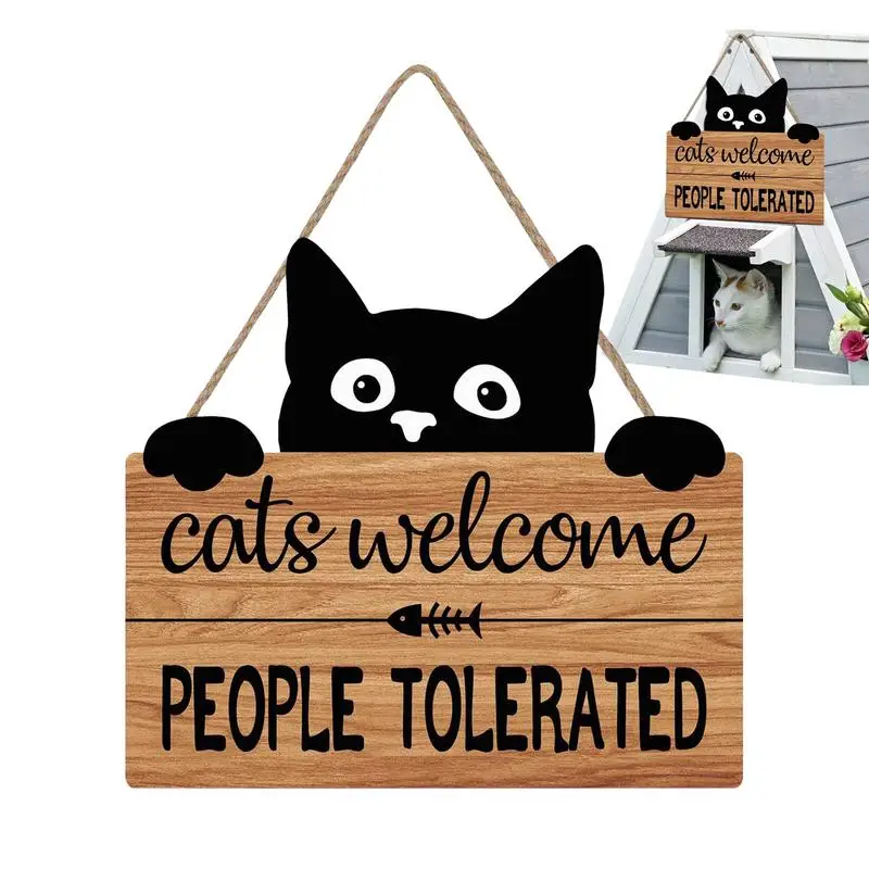 Cat-Welcome-Sign-Cute-Wooden-Wall-Sign-Cats-Welcome-People-Tolerated ...