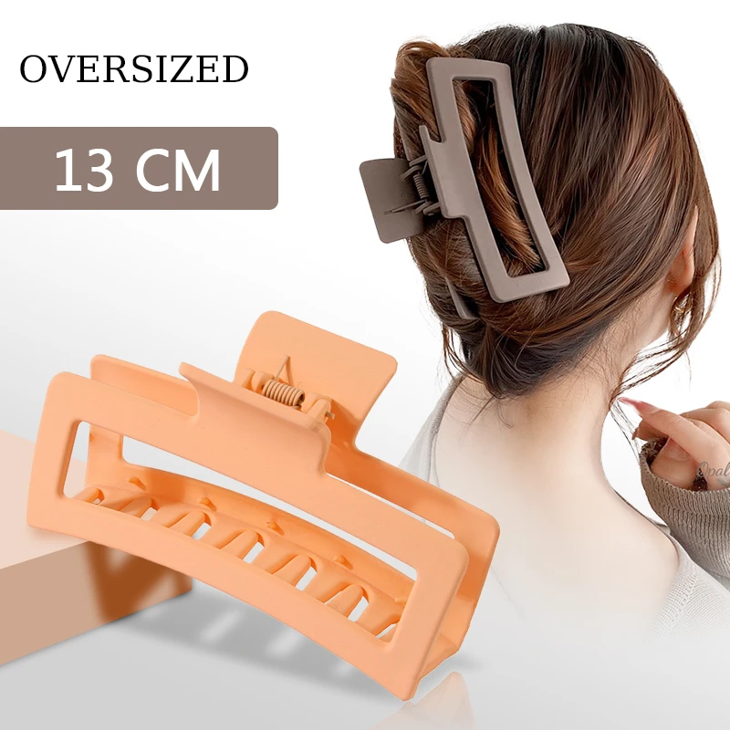 13 CM Super Large Rectangular Frosted Women Hair Claw Hairpin Hair Clip ...