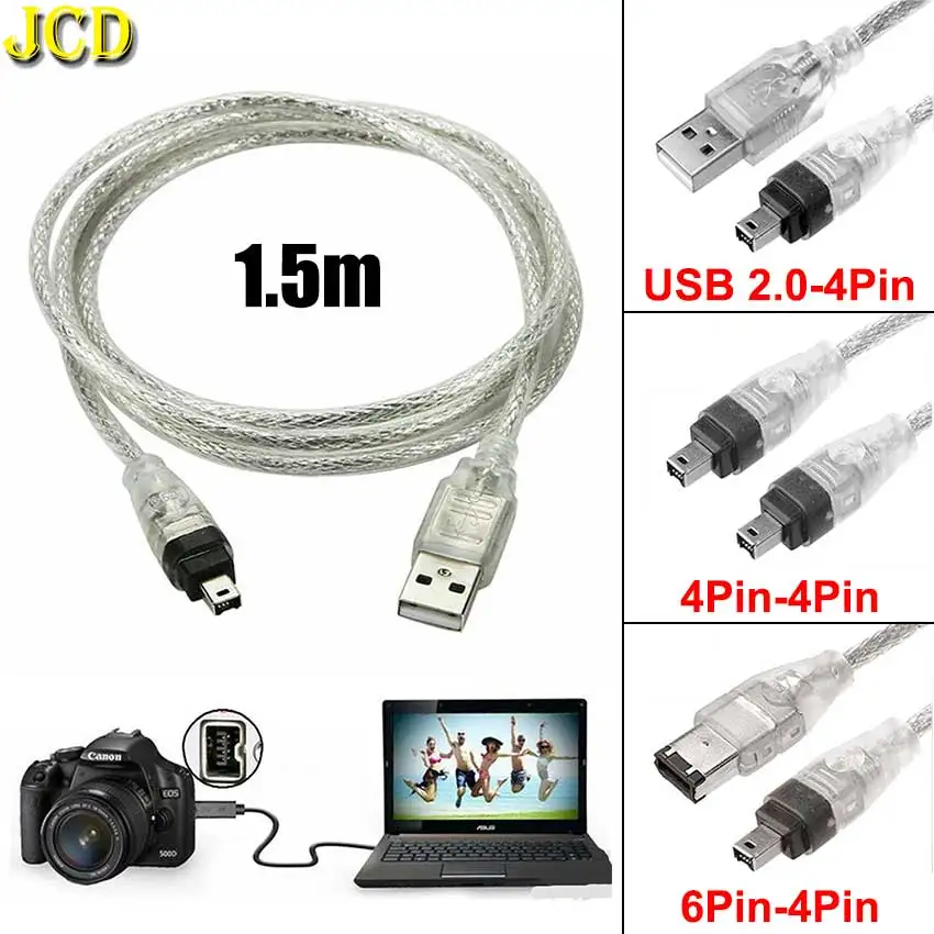 JCD For 1394 Firewire USB 4P 6P to 4Pin IEEE 1394 Connection Wire For ...