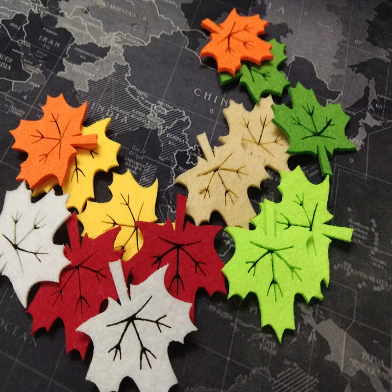 Custom-Made-40pcs-7-Candy-Colors-Felt-Maple-Leaf-DIY-Decorative ...